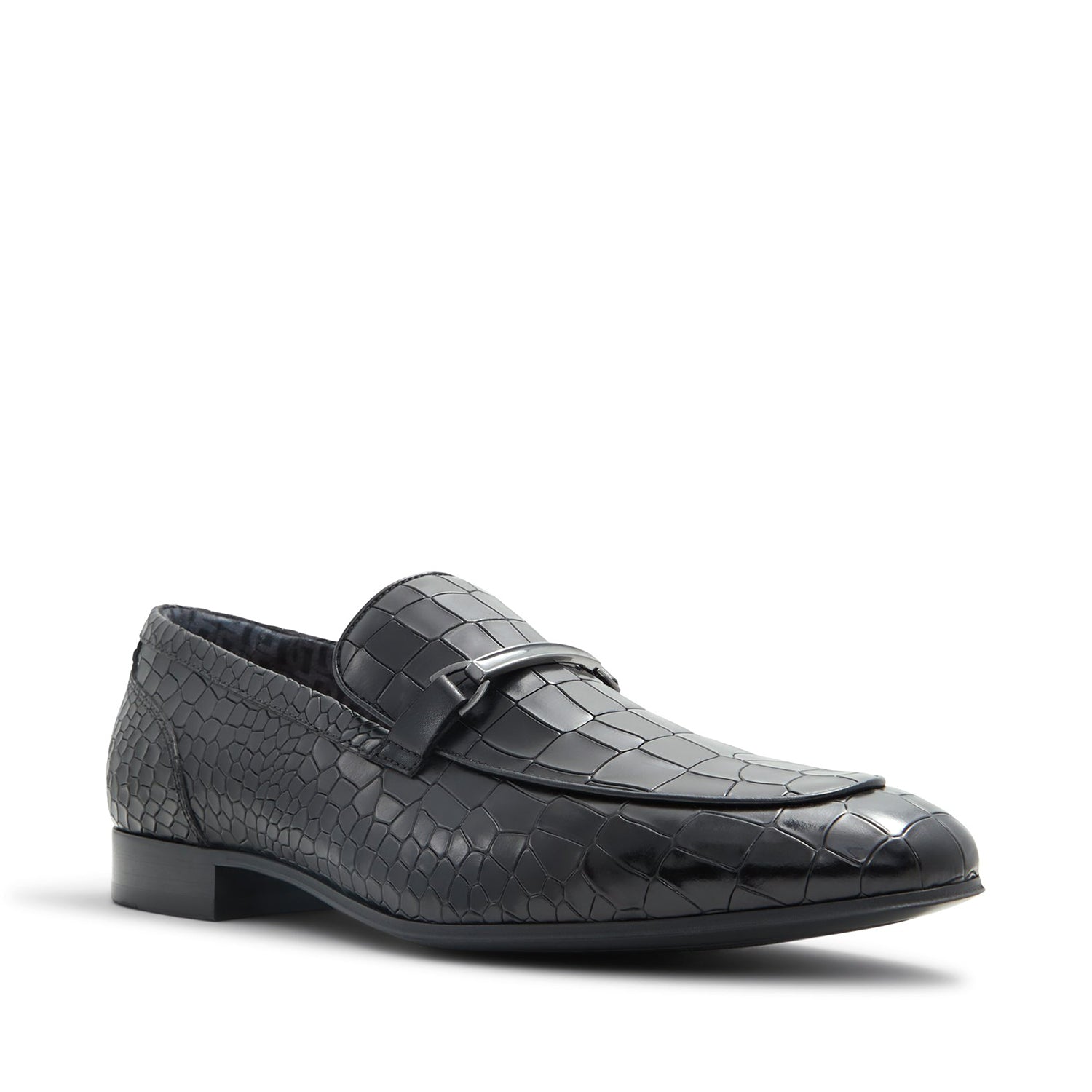 Black Croco X Python Leather Loafers