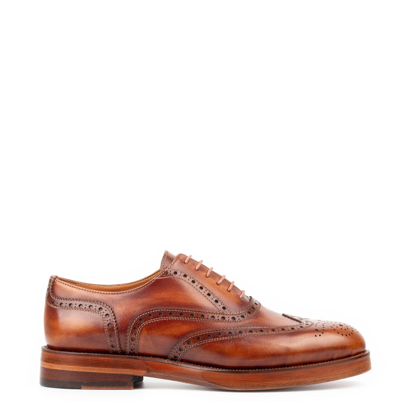 Classic Design Wingtip Pure Leather Oxford Shoe Tan