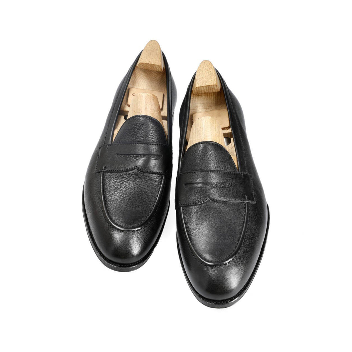 Shop Black Rusticalf Penny Loafers